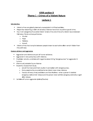 Theme 1 Notes - TYPES OF MURDER ,TYPES OF ROBBERY ,VOILENT BEHAVIOUR ...