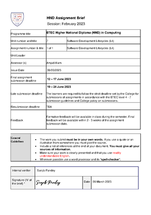 CW Unit05-Security-2023Feb - HND Assignment Brief Session: February 2023 Programme title BTEC ...