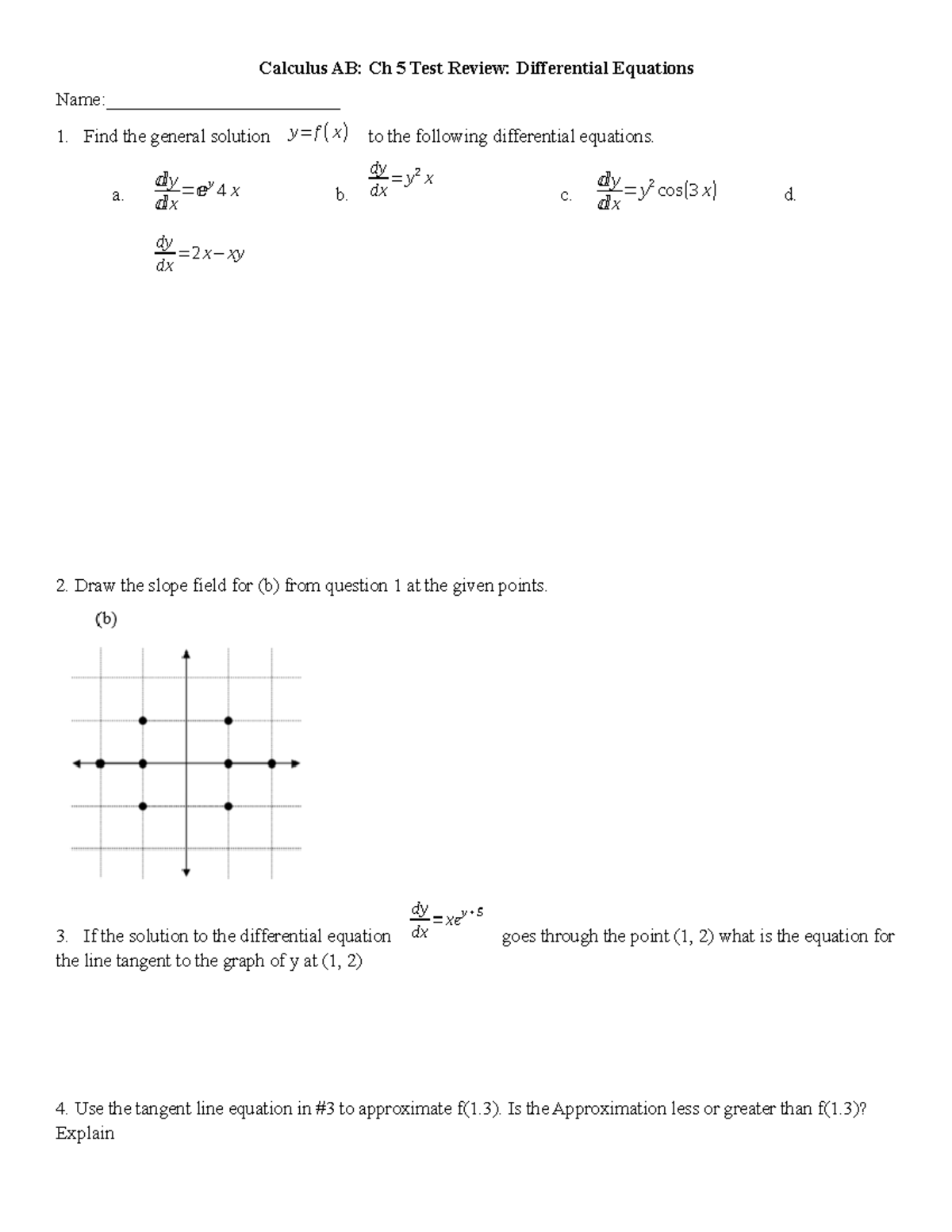 Ch 5 Test Review Differential Equations 2021 - Calculus AB: Ch 5 Test ...