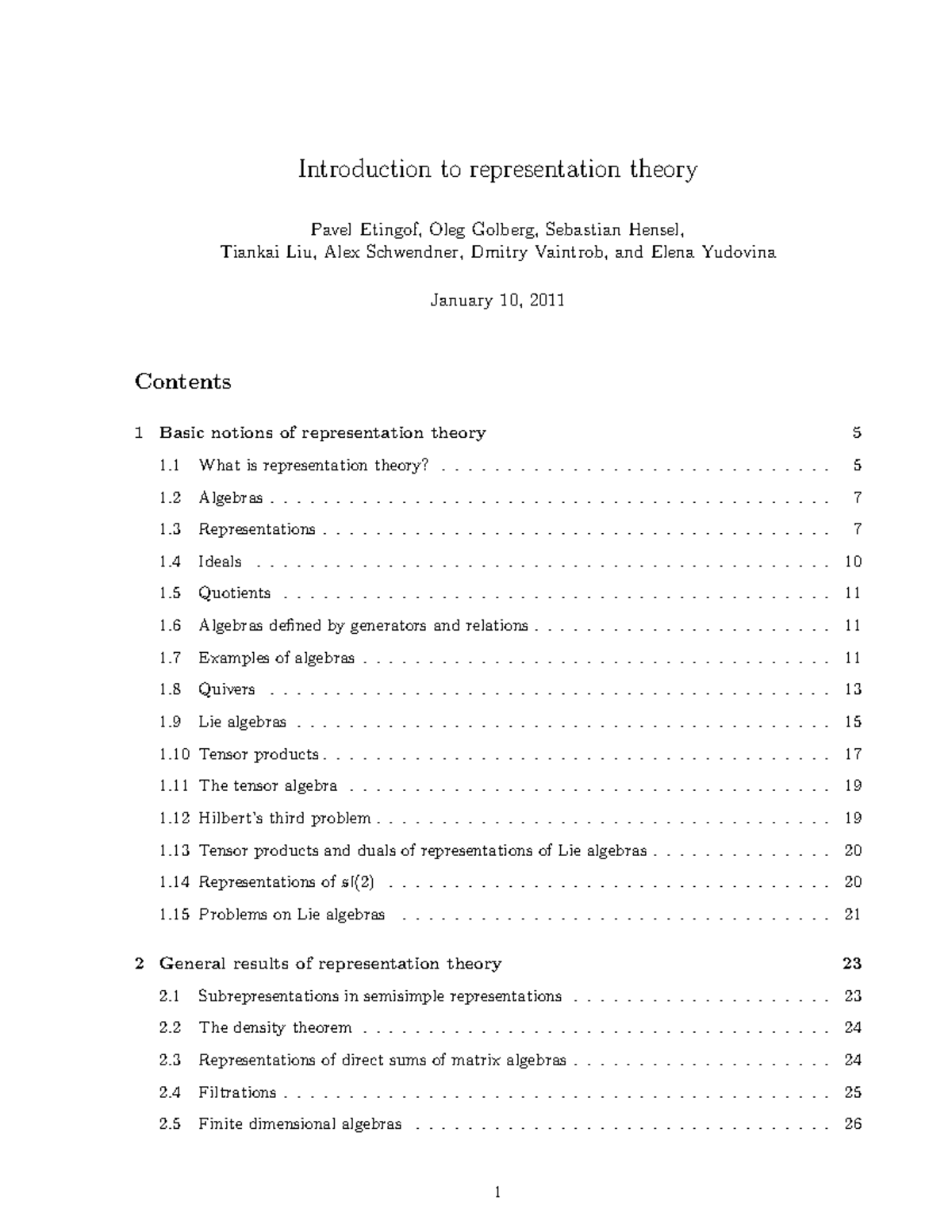 Mit note of representation theory - Introduction to representation ...