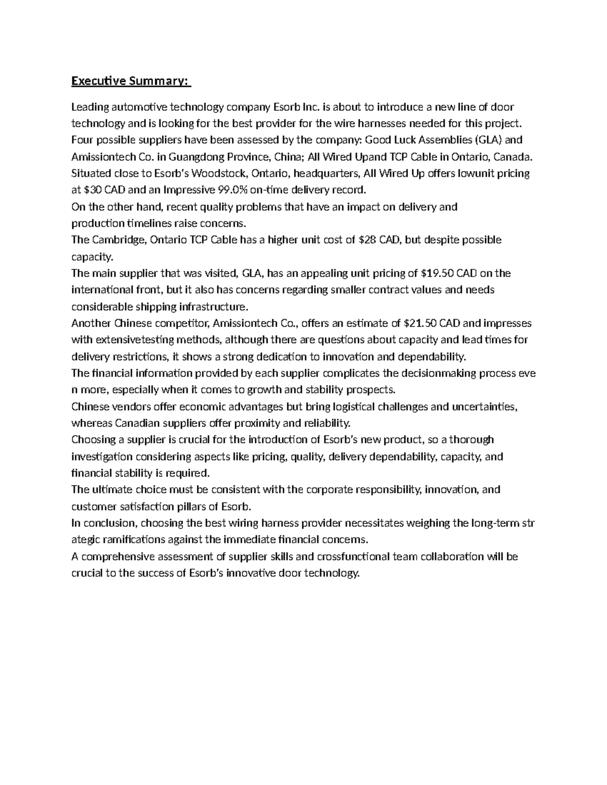 Executive Summary - Executive Summary: Leading automotive technology ...