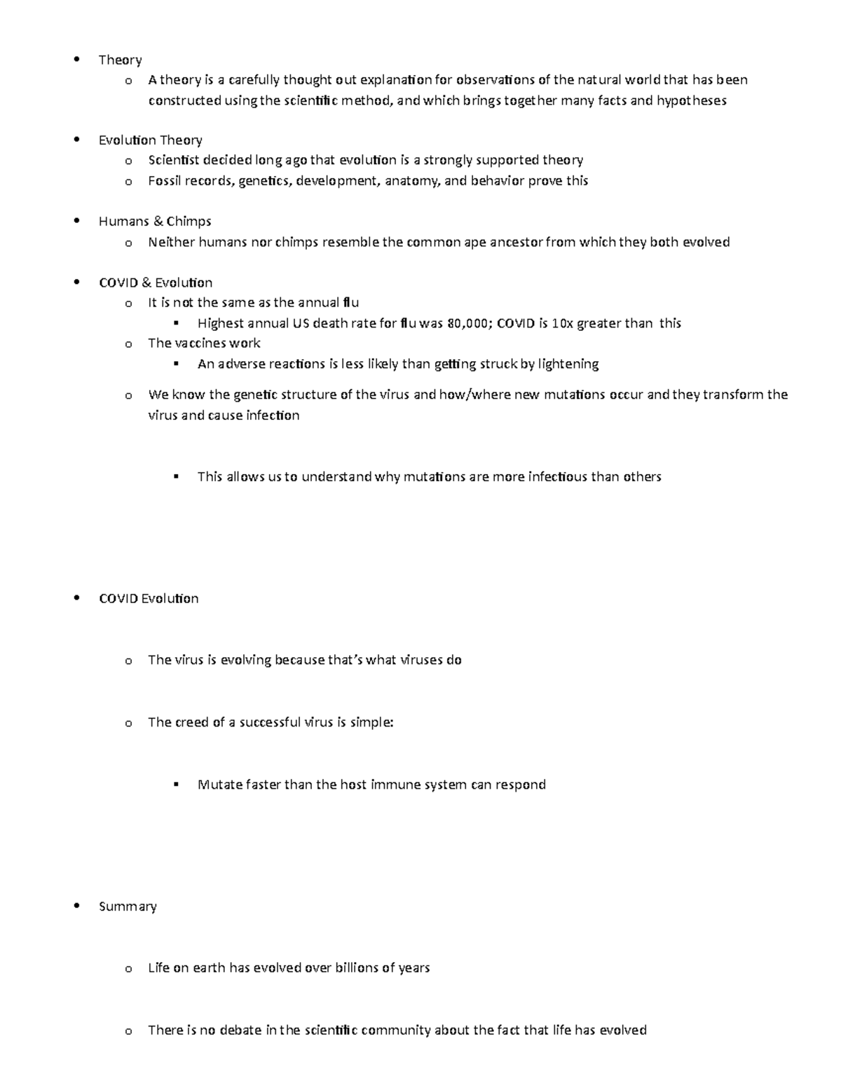 Evolution Lecture Notes 1 Theory O A Theory Is A Carefully Thought