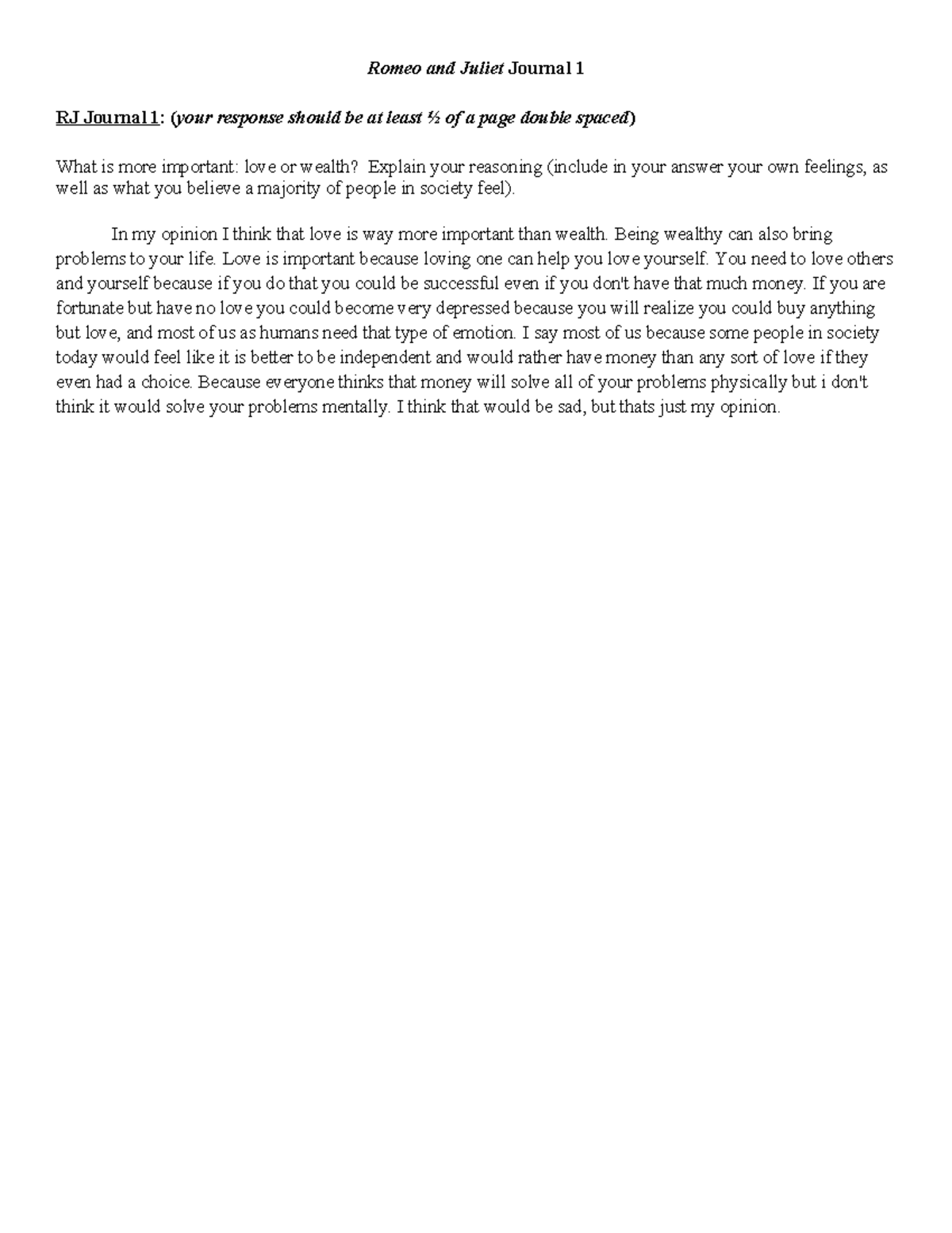 RJ Journal 1 - Romeo and Juliet Journal 1 RJ Journal 1: (your response ...