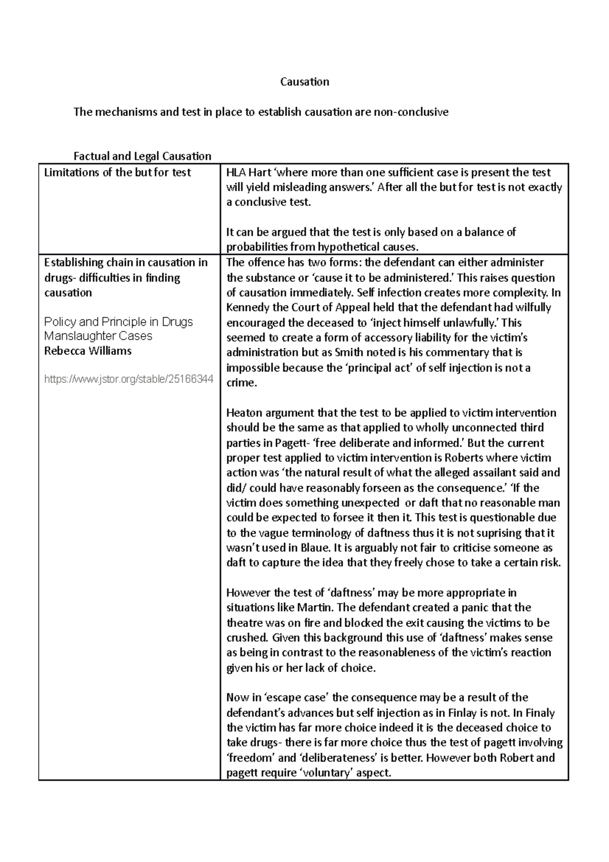 Causation essay plan - Causation The mechanisms and test in place to ...