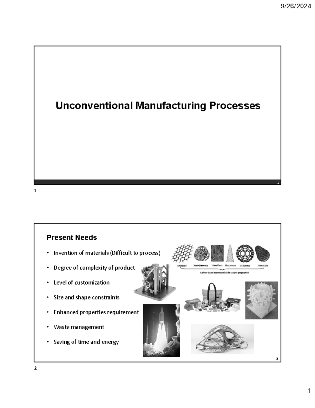 UCM CAST - Class slides - Unconventional Manufacturing Processes 1 ...
