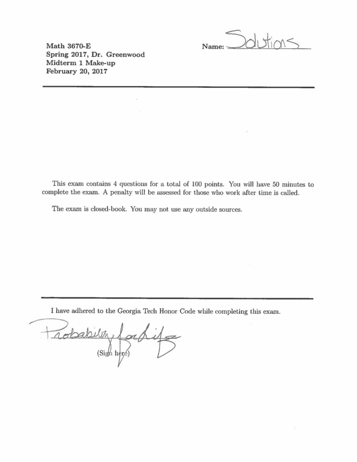 SP17 Midterm 1 Makeup Soln - MATH 3670 - Studocu