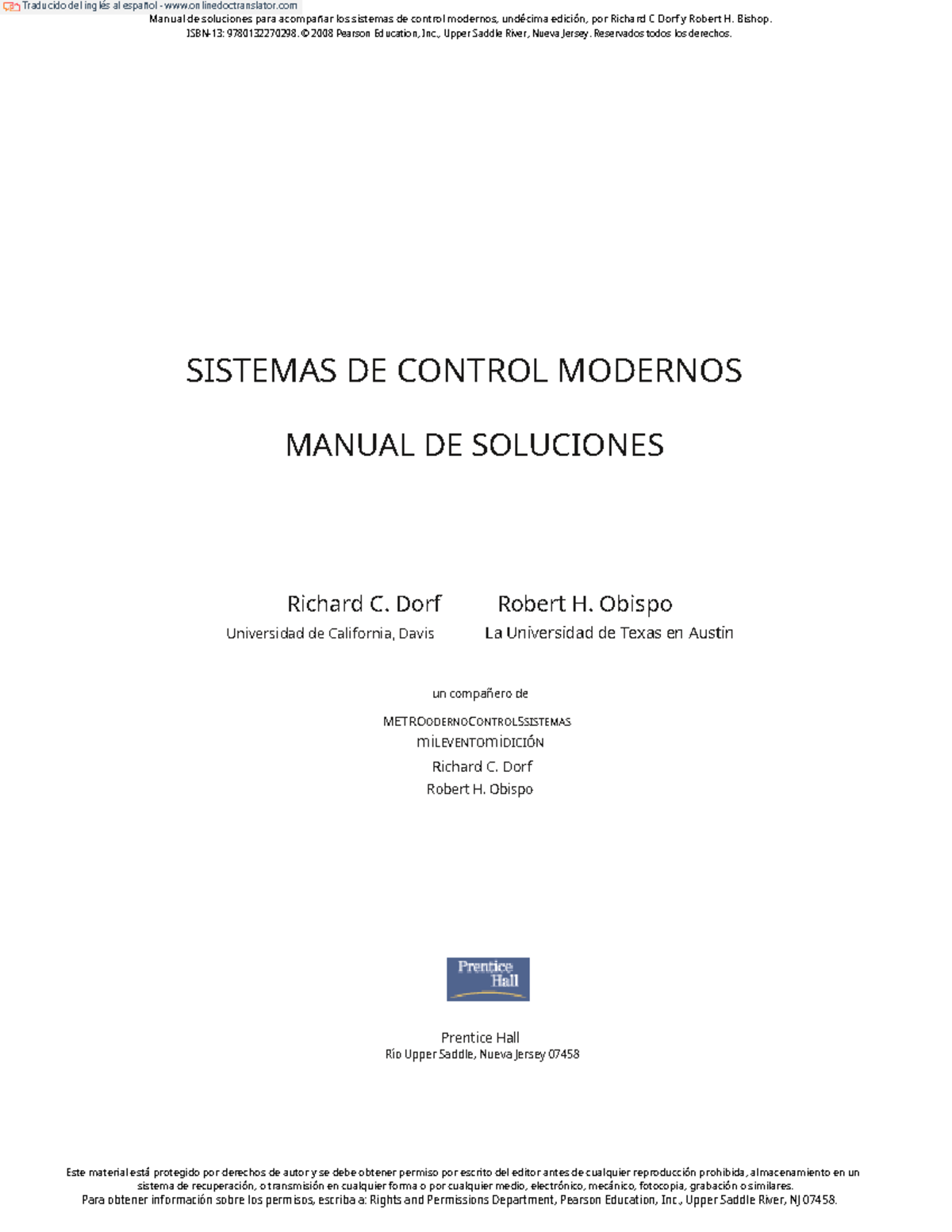Solucionario capítulo 1 Sistemas de Control Moderno - Manual de ...