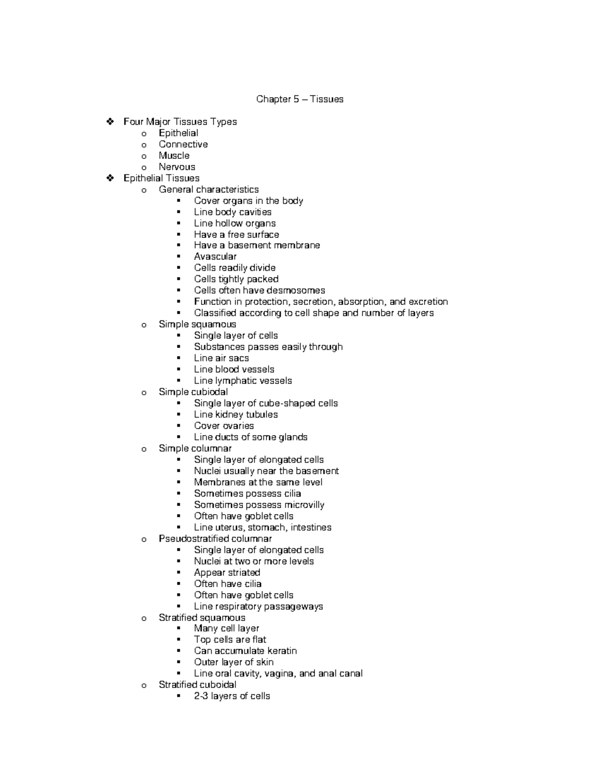 Chapter 5 tissues - Professor Indrani Rajan - Chapter 5 – Tissues Four ...