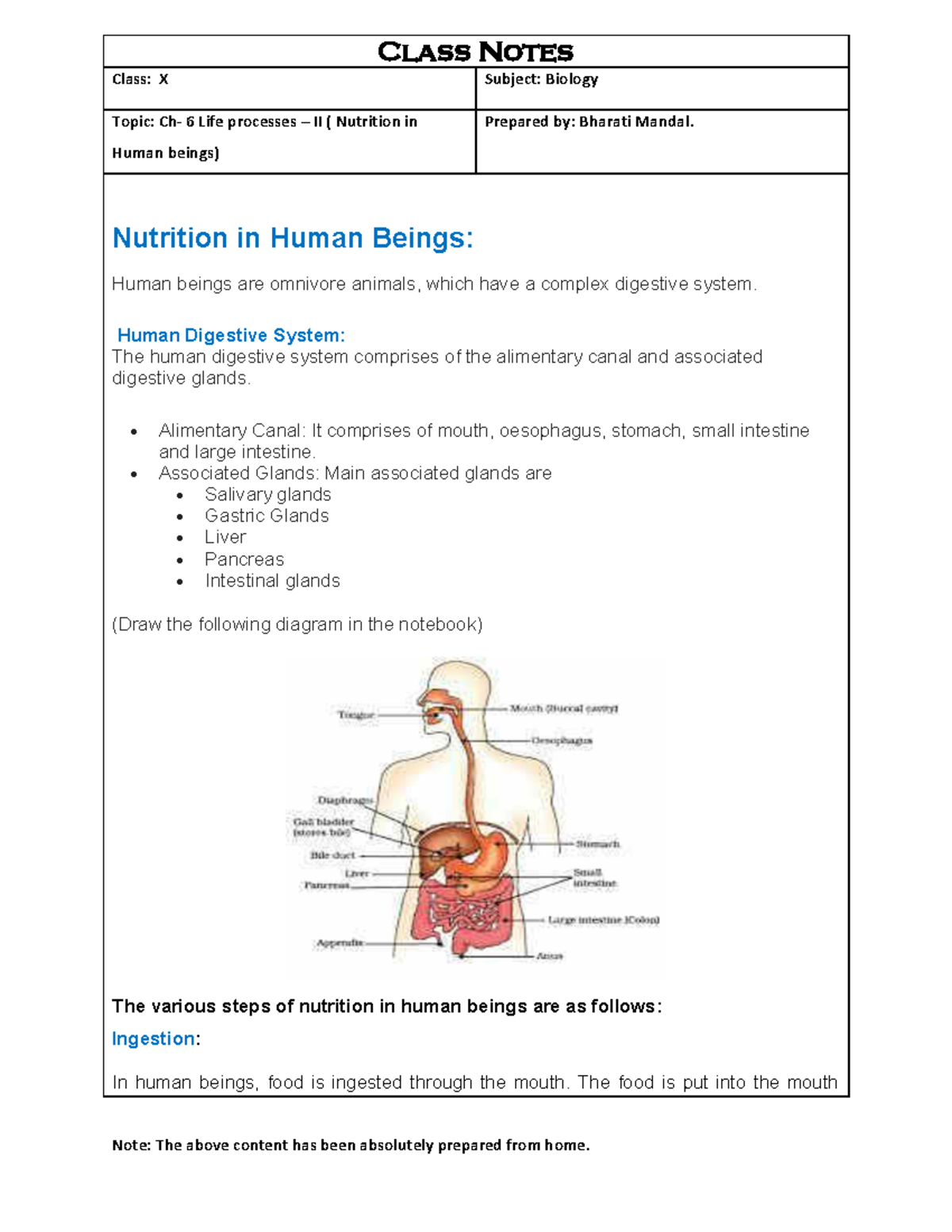 10-Biology - Lecture notes - Note: The above content has been ...