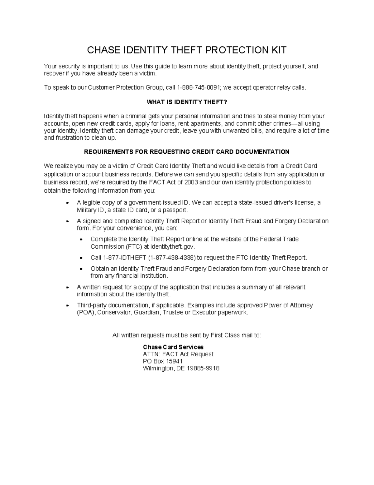 Identity-theft-kit - Jao - CHASE IDENTITY THEFT PROTECTION KIT Your ...