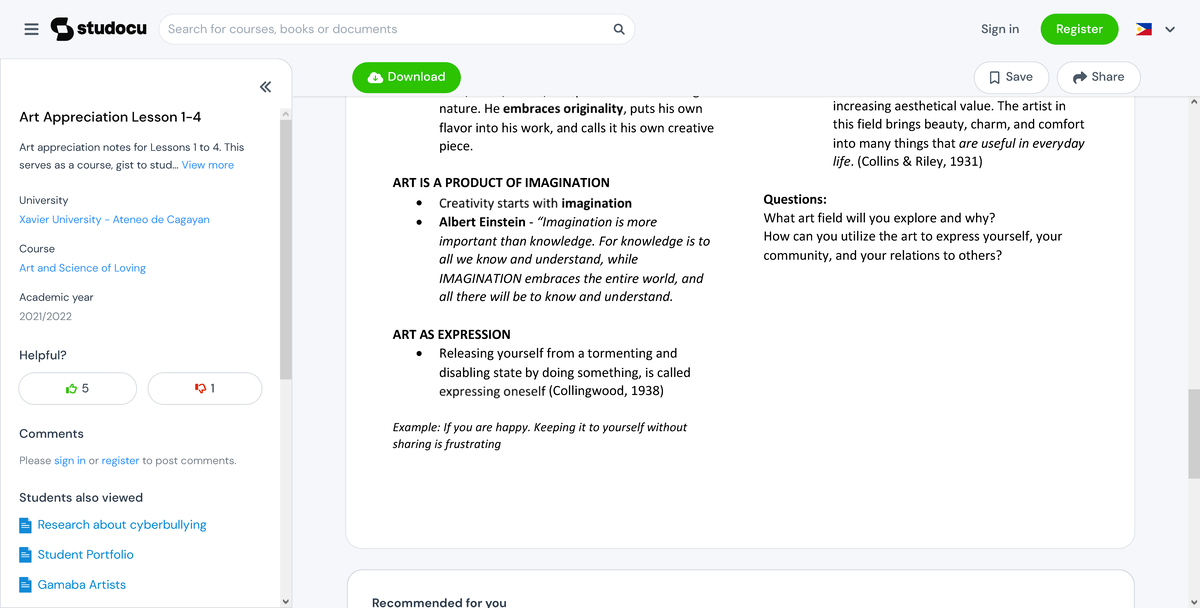 Art Appreciation Lesson 1-4 - AA Lesson 1 Introduction TO ART ...
