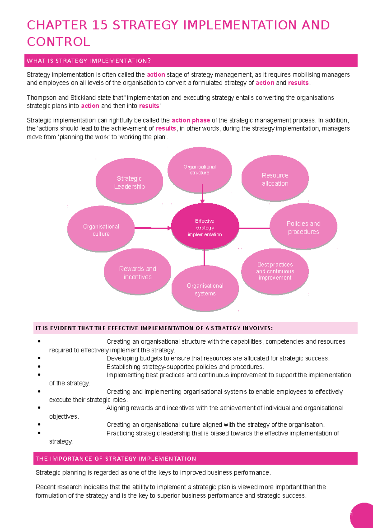 Chapter 15 Strategy Implementation and control - CHAPTER 15 STRATEGY ...