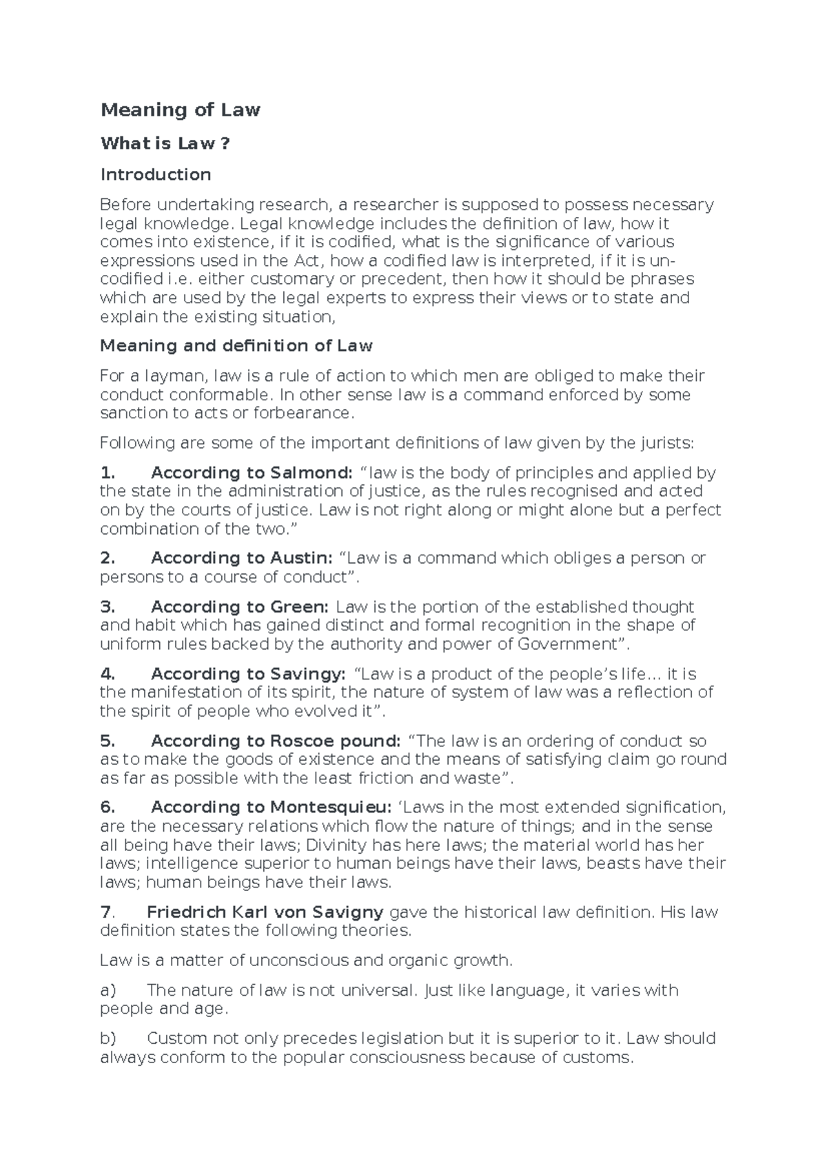 Legal methods - Meaning of Law What is Law? Introduction Before ...