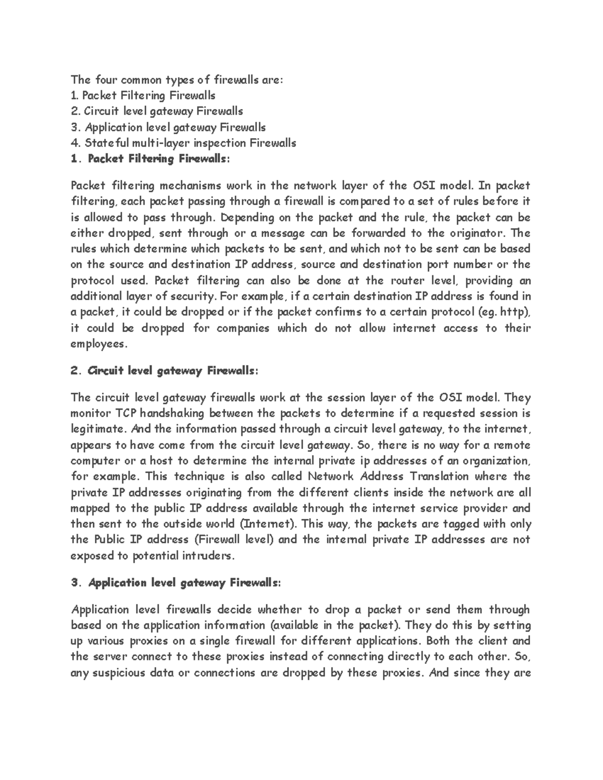 NIS-CH4- Firewall Types AND Details - The four common types of ...