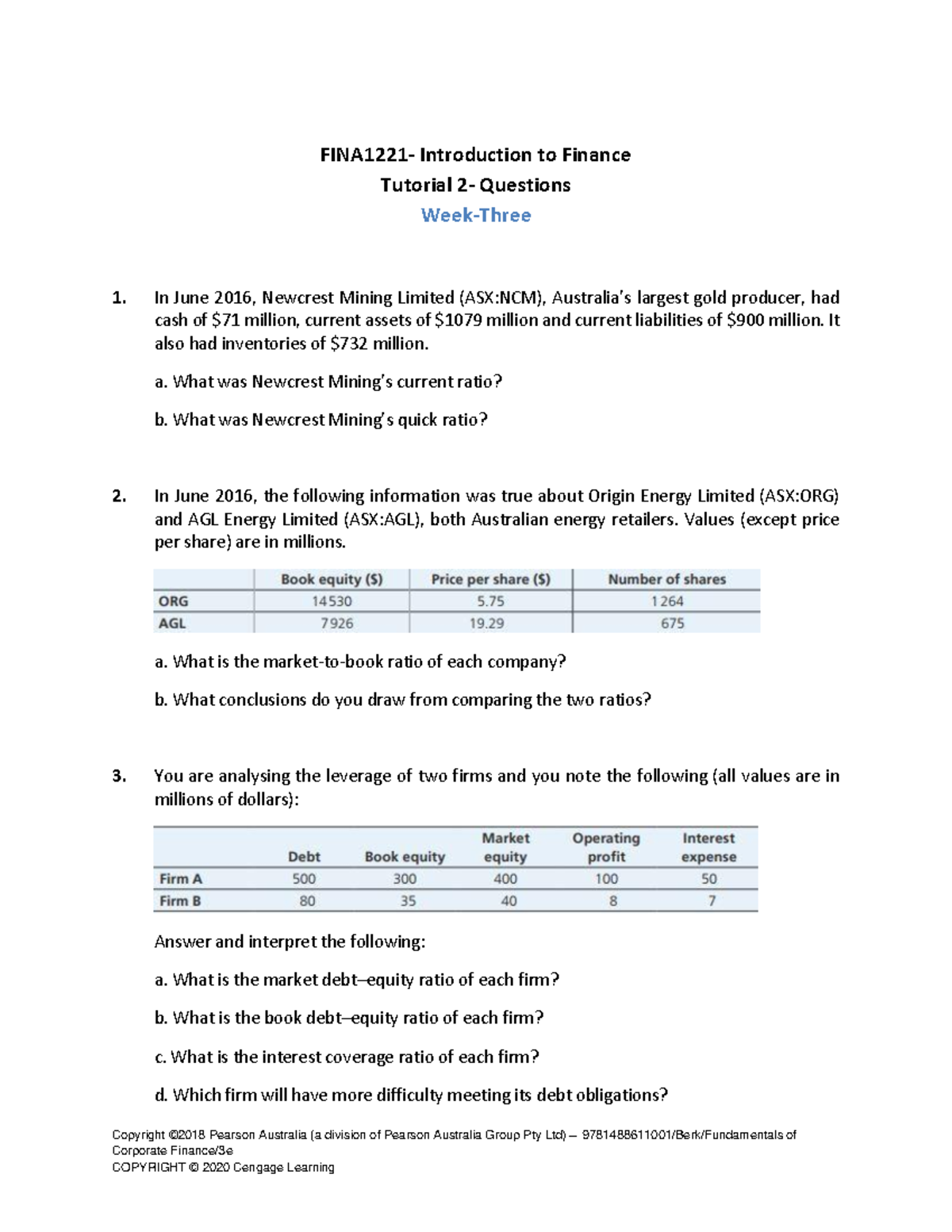 Tutorial 02 Question - Copyright ©2018 Pearson Australia (a division of ...
