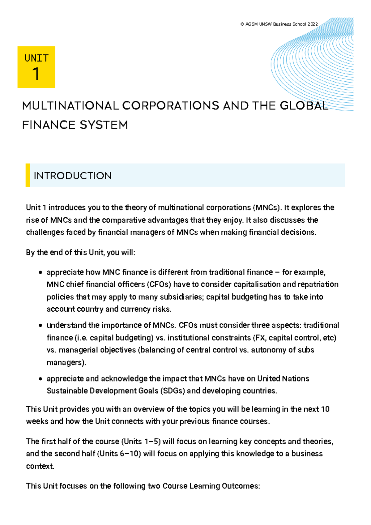 Unit 1 - Multinational corporations and the global finance system ...