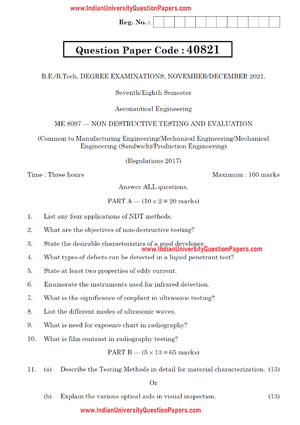 Ultrasonic Testing - Non destructive testing - Studocu