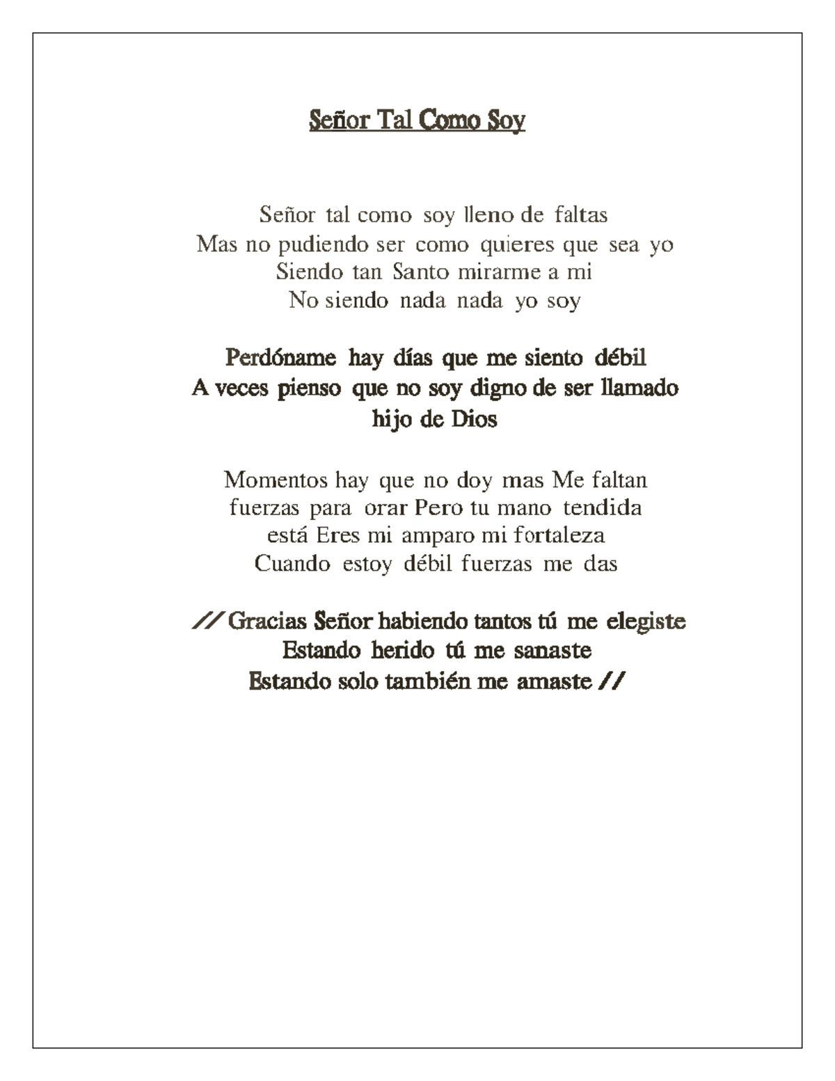 Doc5 - ejercios descritos - Señ o r Tal Como Soy ####### Señor tal como ...