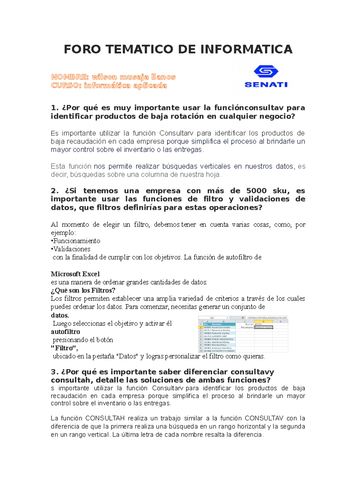 FORO Tematico DE Informatica - FORO TEMATICO DE INFORMATICA NOMBRE ...