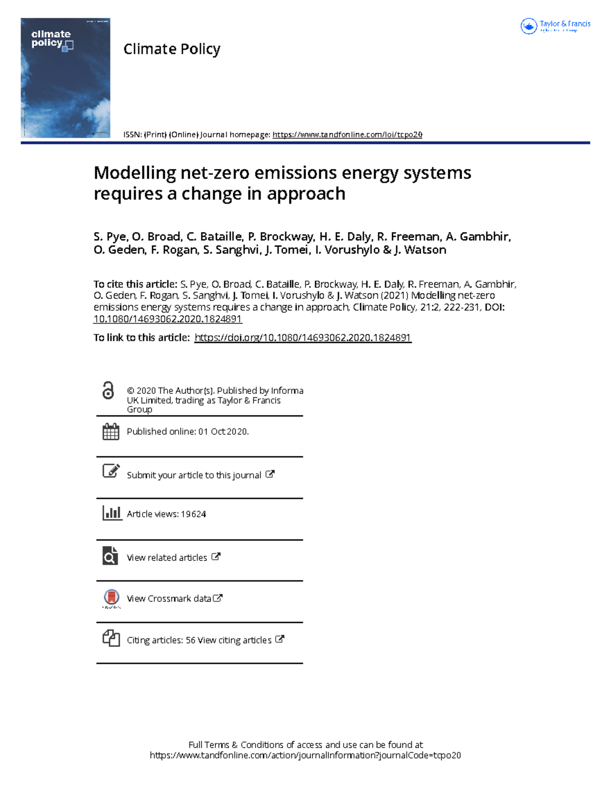 Modelling net-zero emissions energy systems requires a change in approach - Full Terms & - Studocu