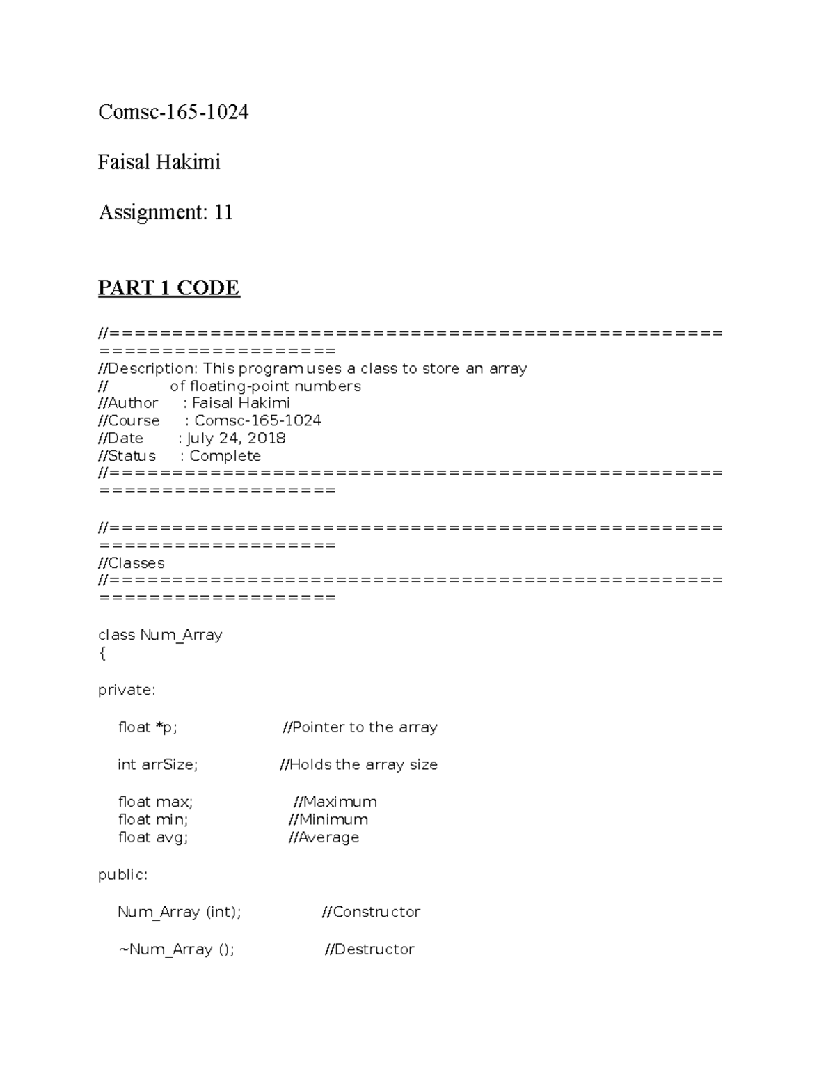 Comsc 165 Assignment 11 - Comsc-165-1024 Faisal Hakimi Assignment: 11 ...