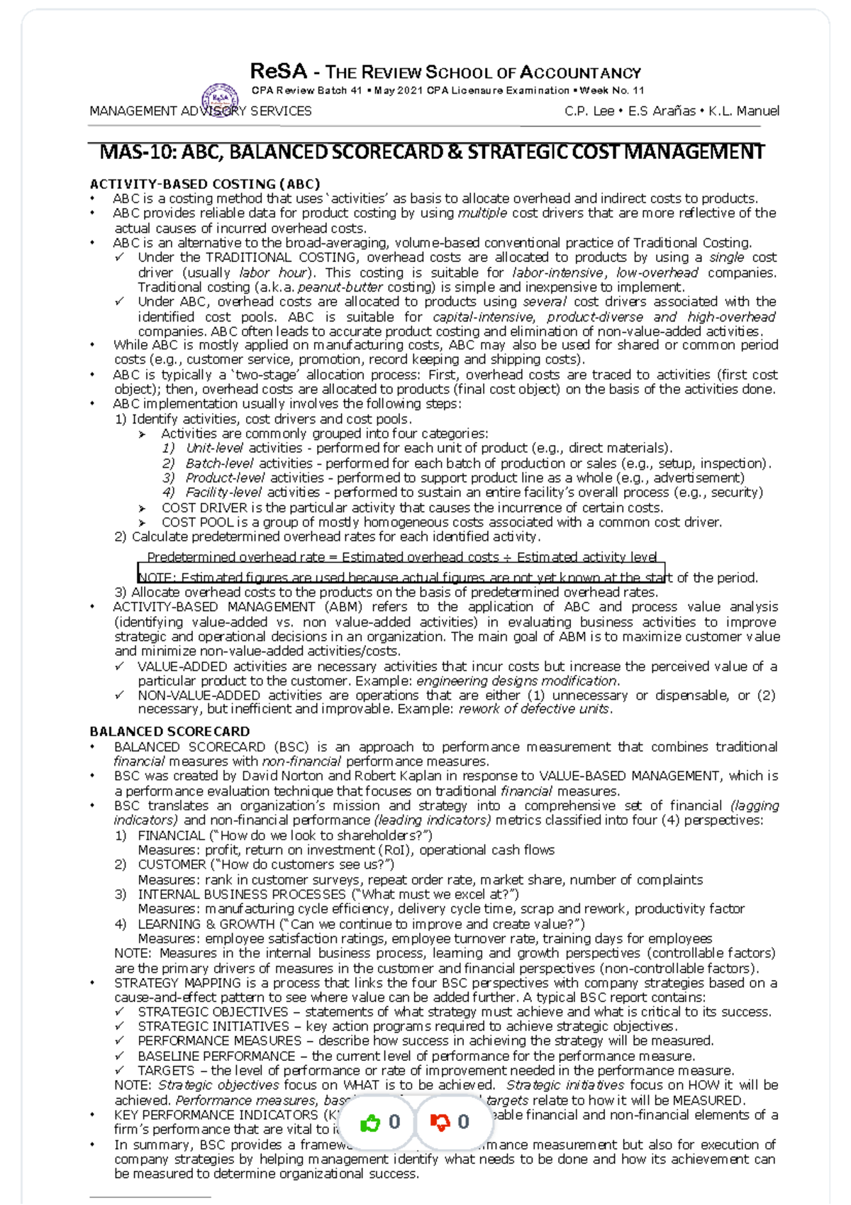 ABC accounting first semester aaaaaa - ReSA - THE REVIEW SCHOOL OF ACCOUNTANCY CPA Review Batch ...