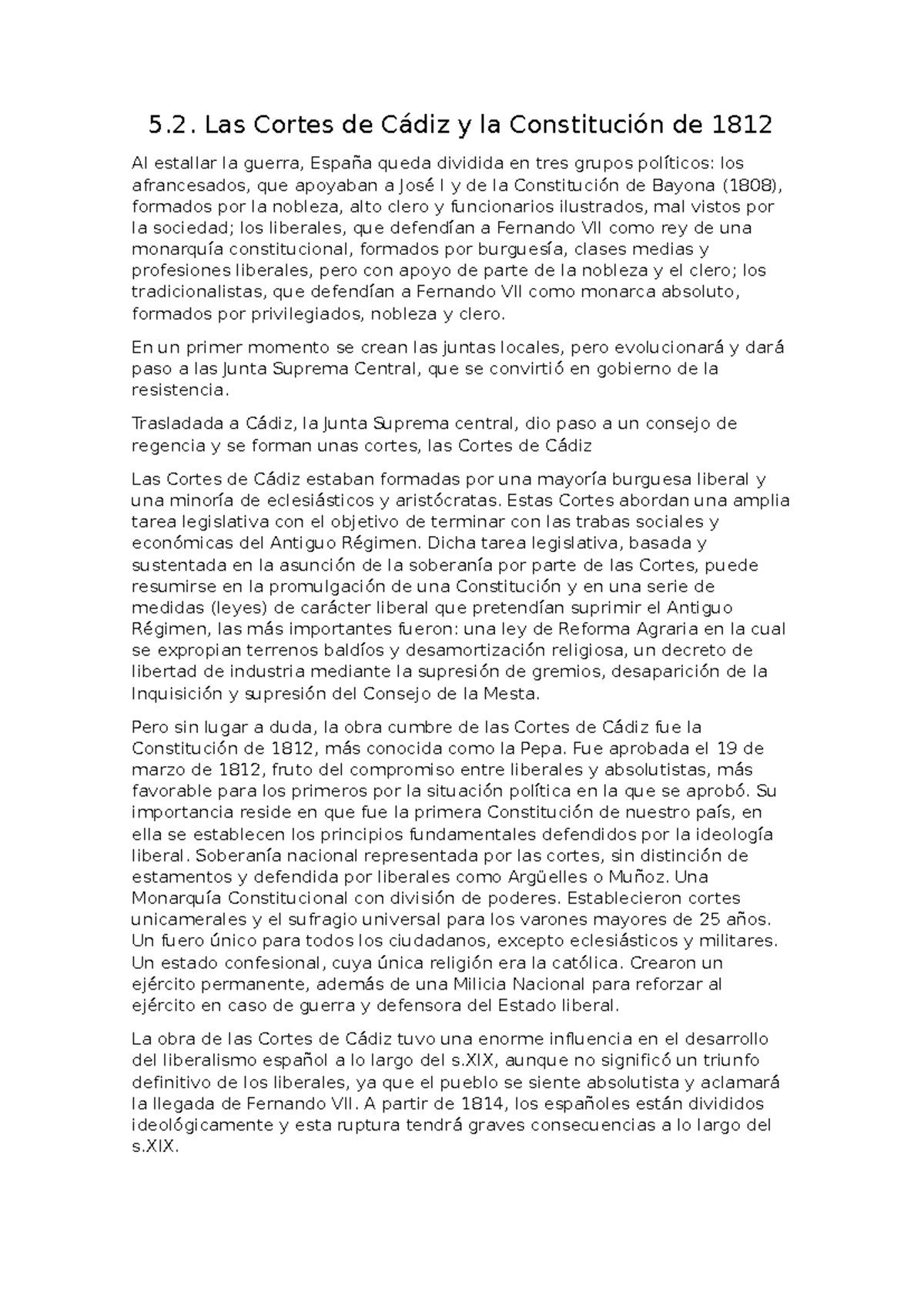 Las cortes de cadiz - 5. Las Cortes de Cádiz y la Constitución de 1812 ...