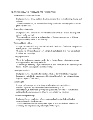Arctic Geography FROM AN Inuit Perspective Notes 1 - ARCTIC GEOGRAPHY ...