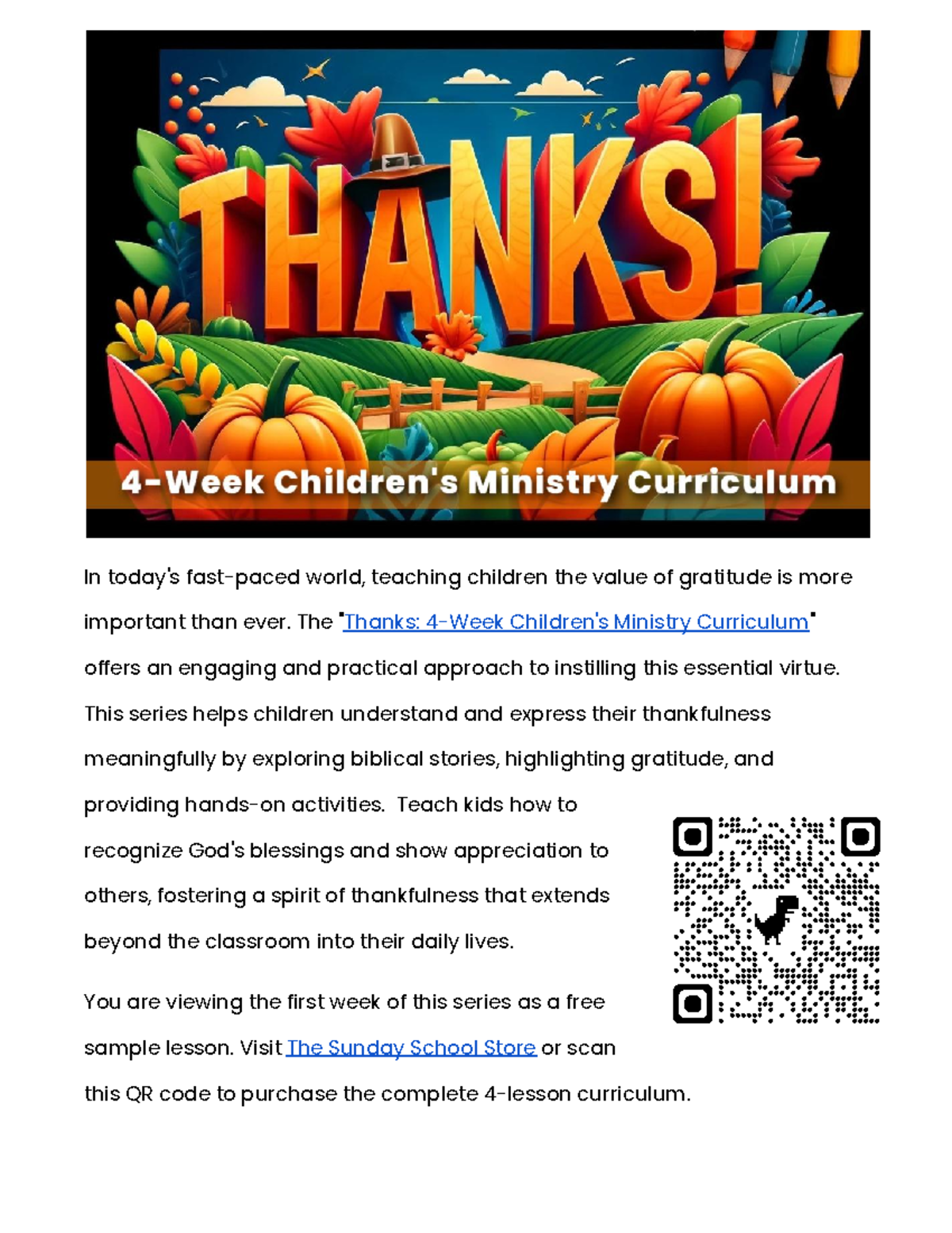 Thanksgiving Sample Lesson Sunday School Store - In today's fast-paced ...