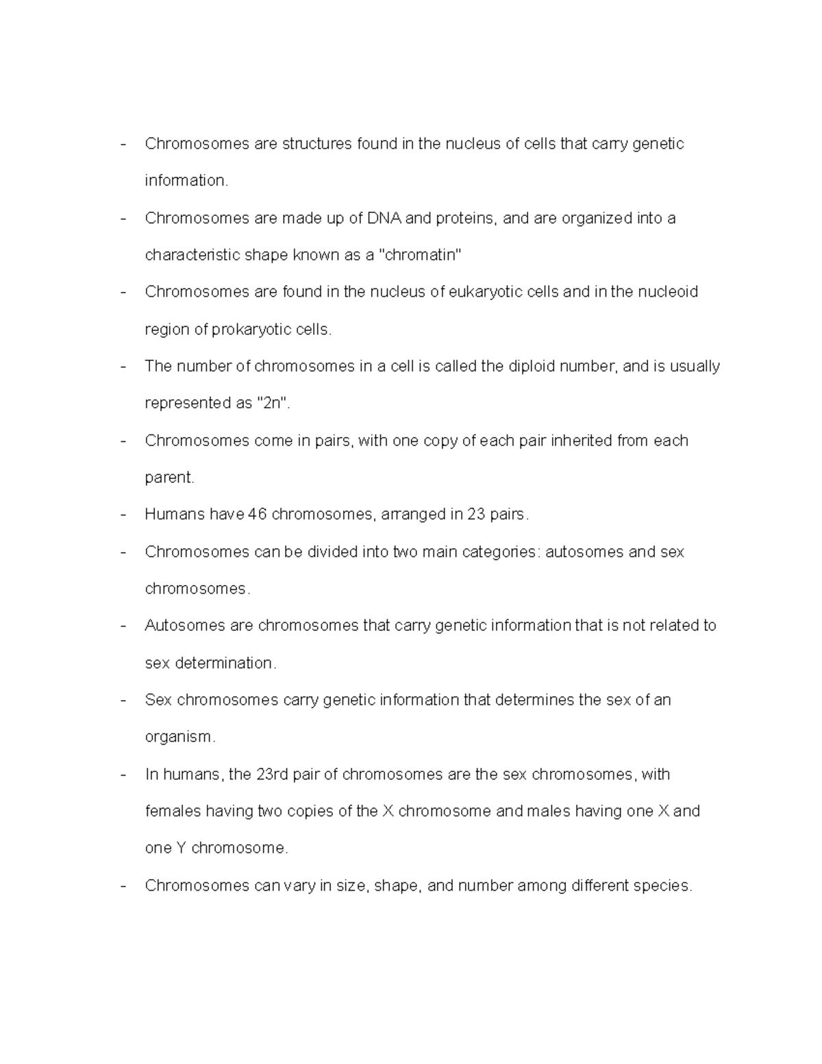 Bio Notes on Chromosomes and DNA Structure - Chromosomes are structures ...
