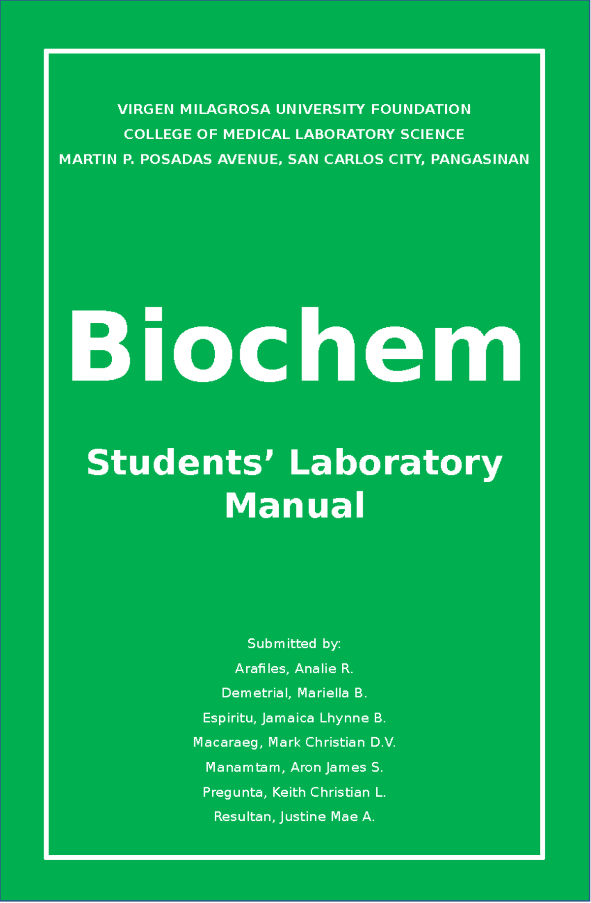 Biochemistry Students Laboratory Manual: Lab Activity - Biochem VIRGEN ...
