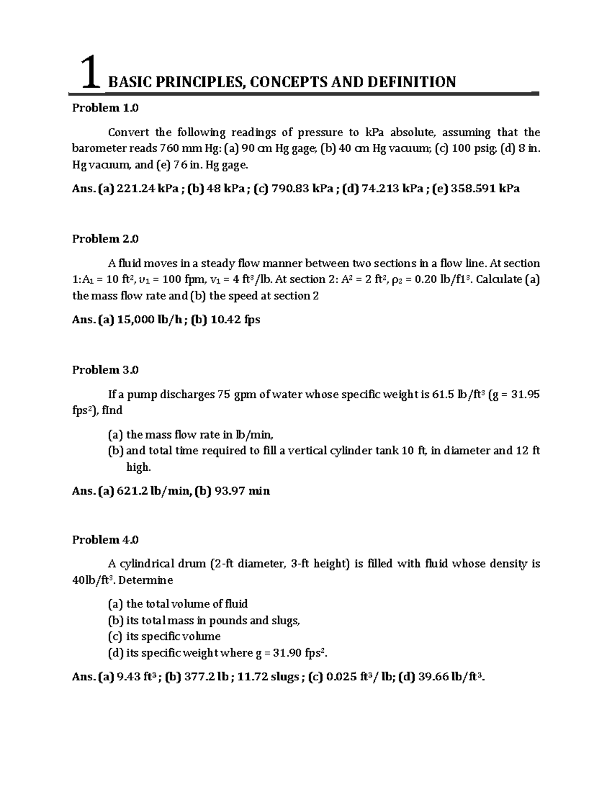 Problem Set Number 1 - BASIC PRINCIPLES, CONCEPTS AND DEFINITION ...