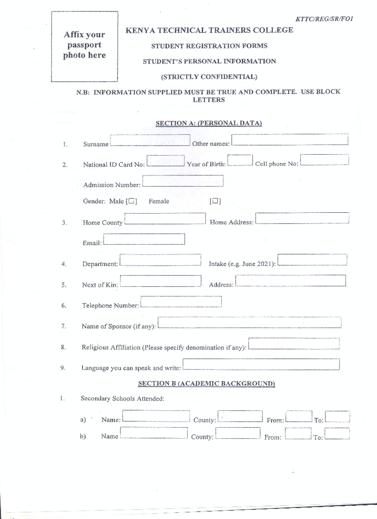 Student Registration FORM - Material Developmemnt and Control - Studocu