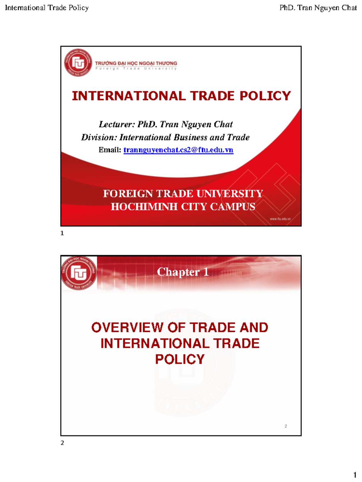 Cstmqt K60CLC C1 - Overview of trade and international trade policy ...