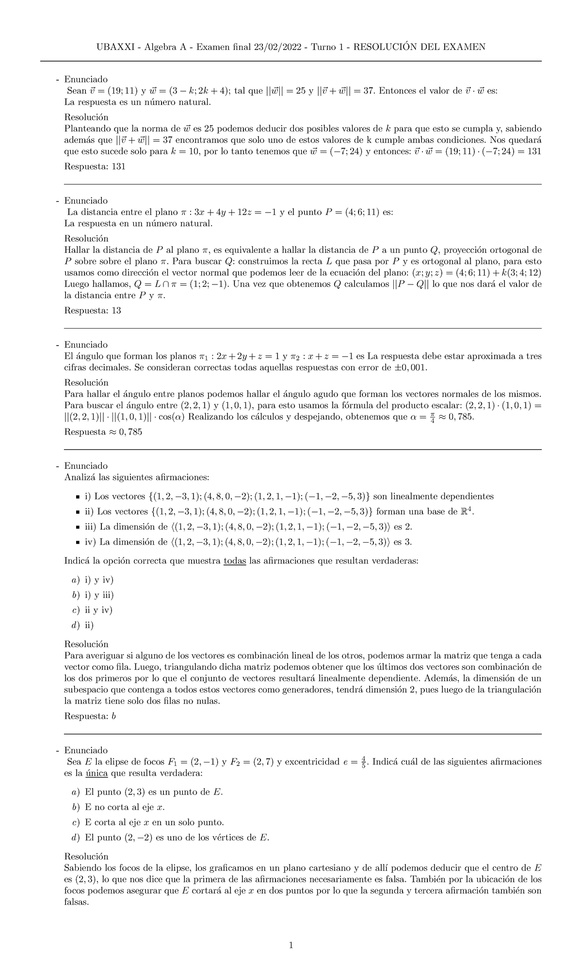 Algebra A 23 Feb 2022 Turno 1 Resoluci Ã³n - UBAXXI - Algebra A - Examen final 23/02/2022 ...