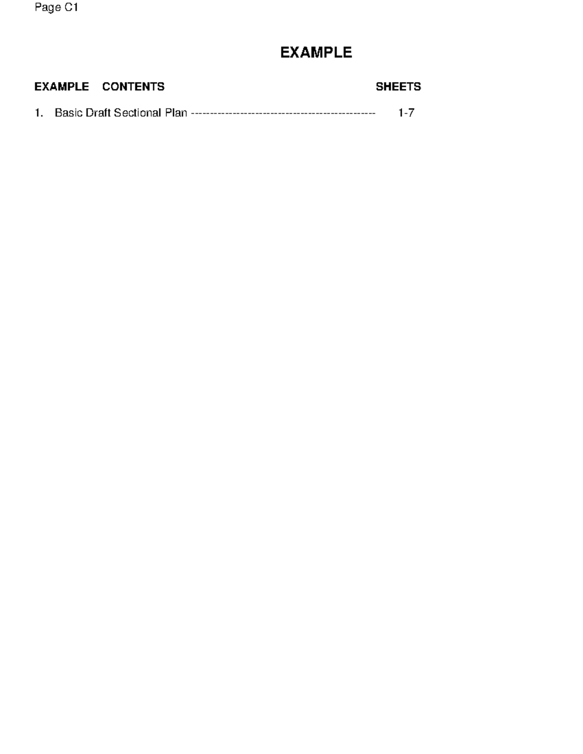 Example of a Draft Sectional Plan - Page C EXAMPLE EXAMPLE CONTENTS ...