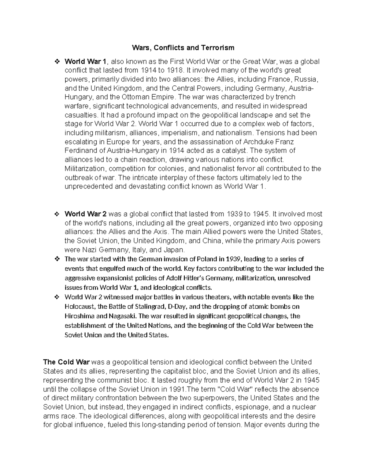 Wars - Those are my research and I hope you like it or hopefully it can ...