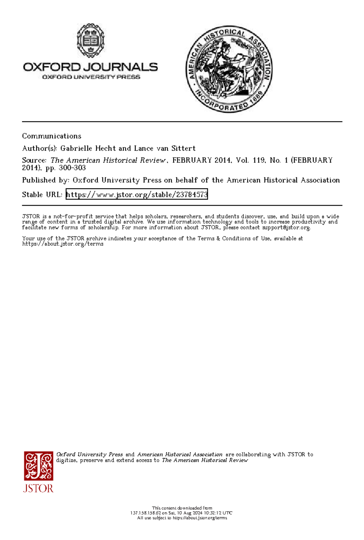 Hecht Communications 2014 1 - Author(s): Gabrielle Hecht and Lance van ...