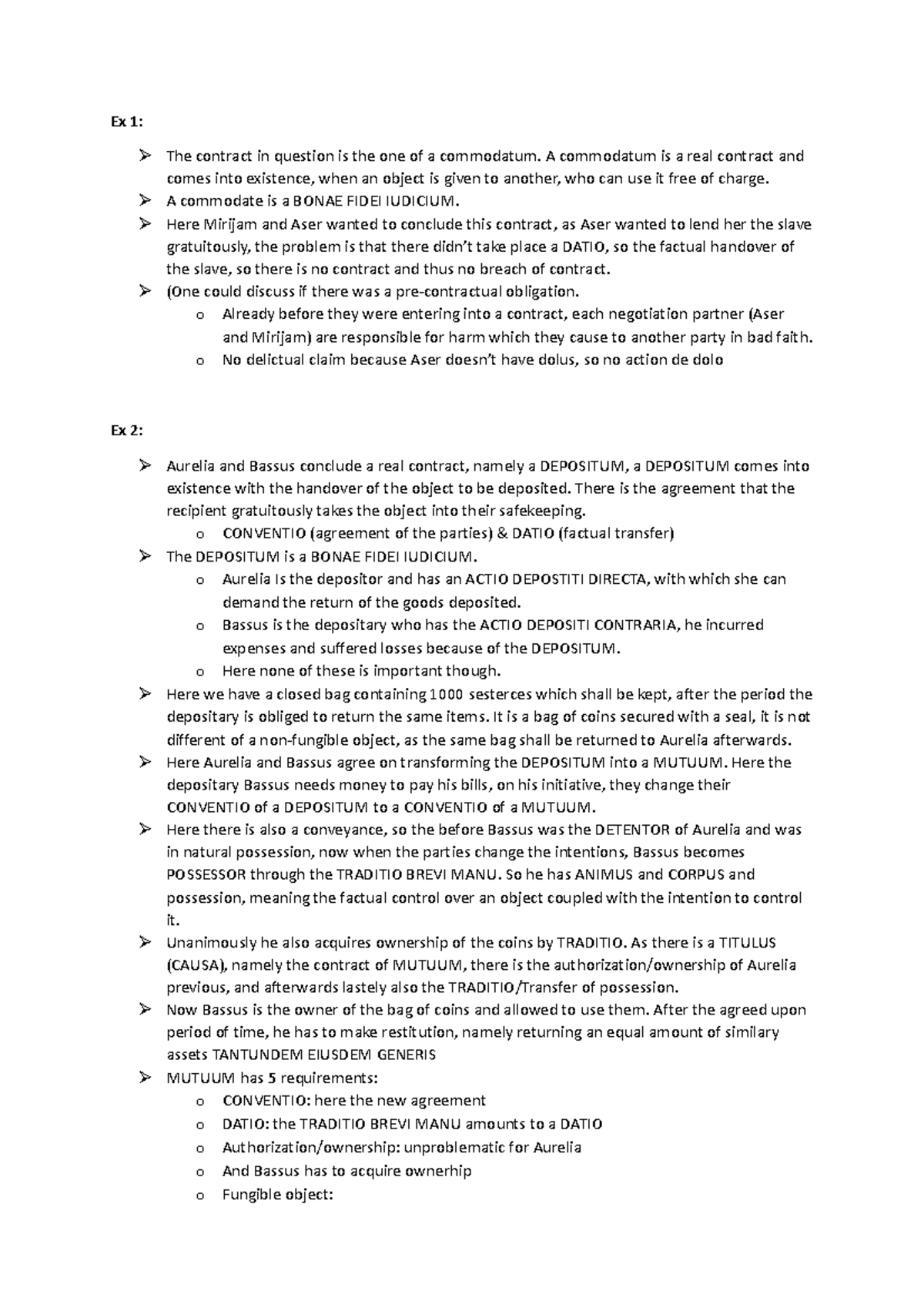Cases law of obligation - Ex 1: The contract in question is the one of ...