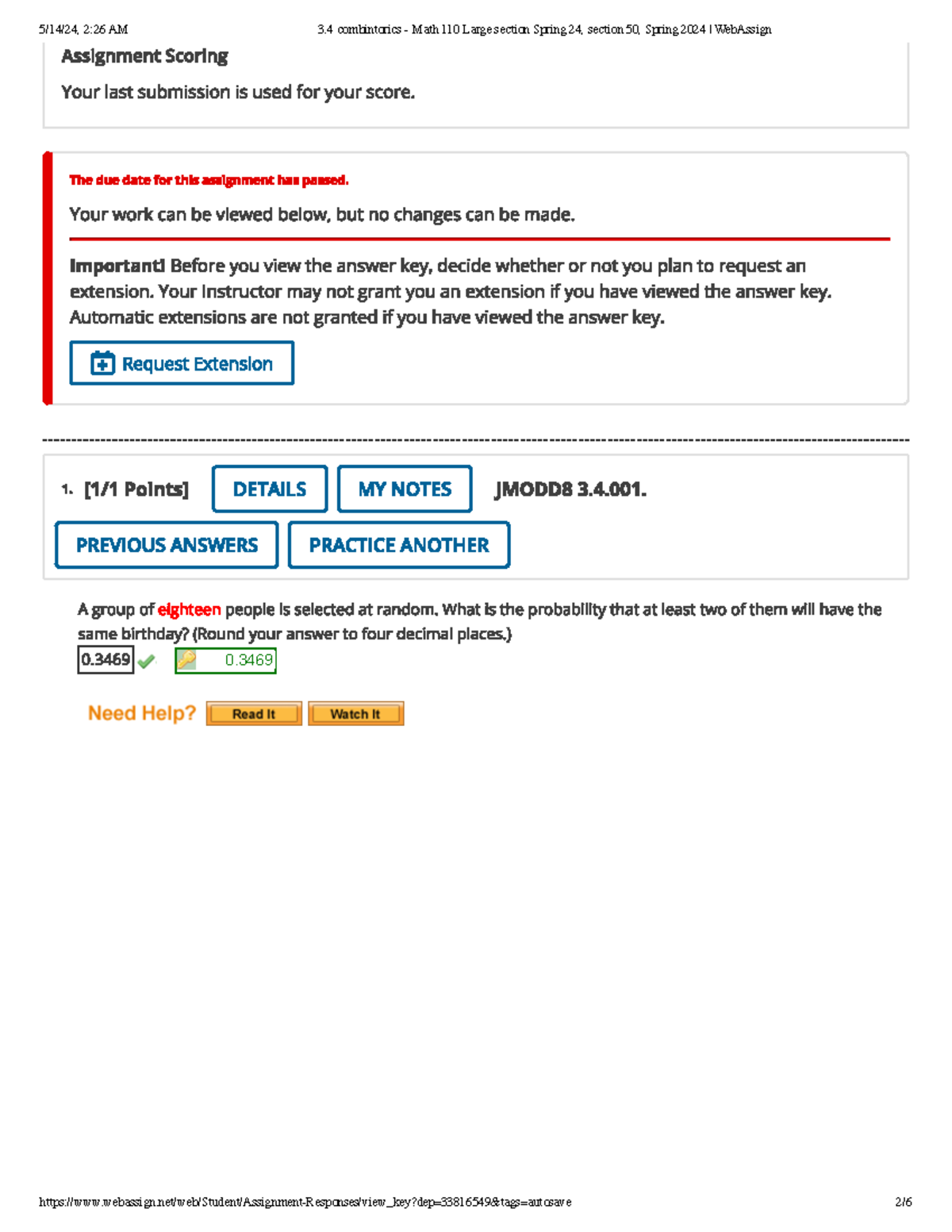 3.4 combintorics - Math 110 Large section Spring 24, section 50, Spring ...
