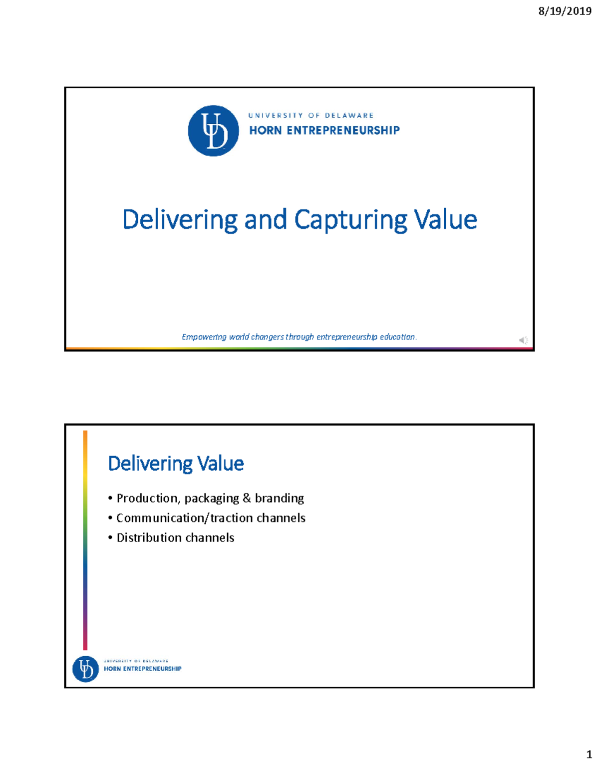 2019 - Delivering & Capturing Value - Empowering world changers through ...