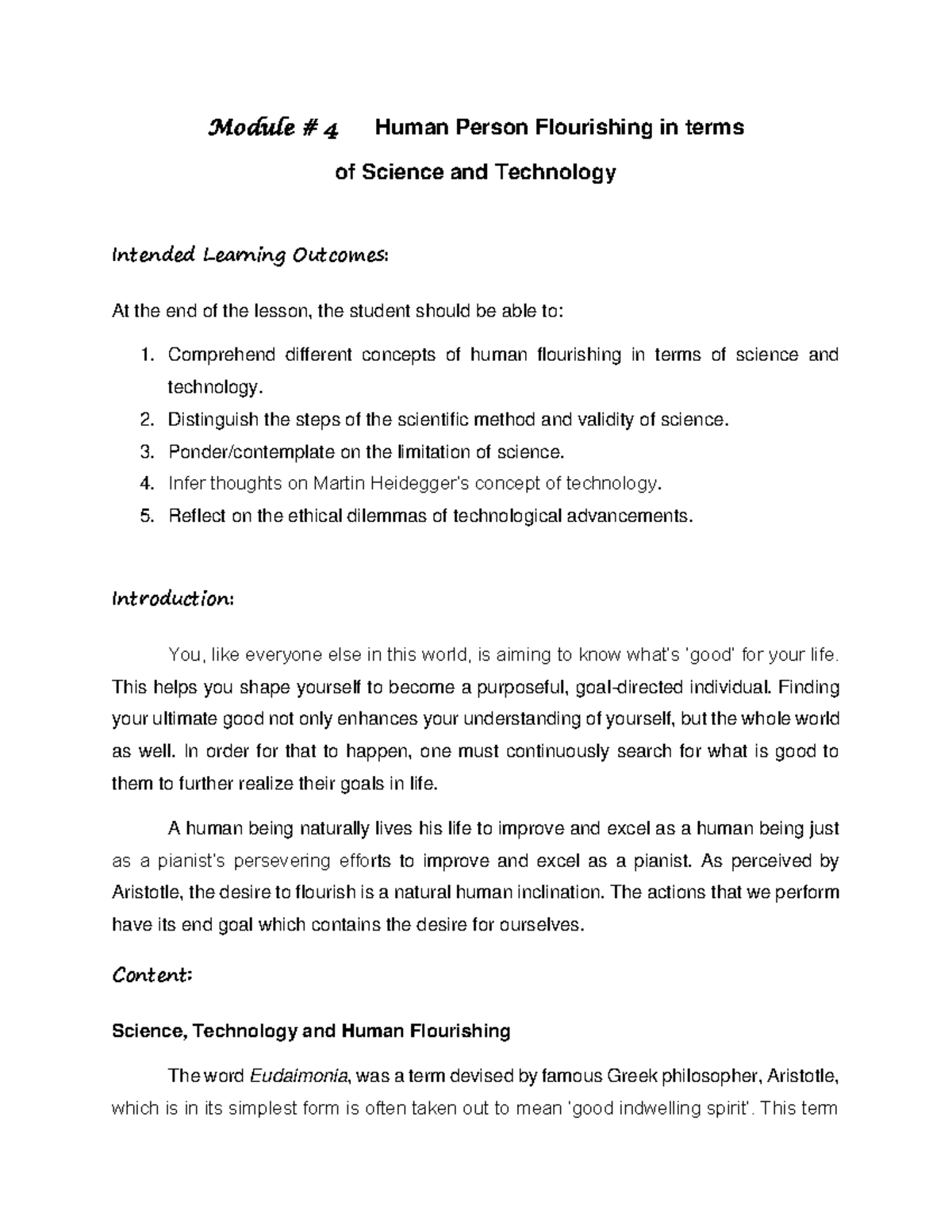 Module-4 STS - 1. Comprehend different concepts of human flourishing in ...