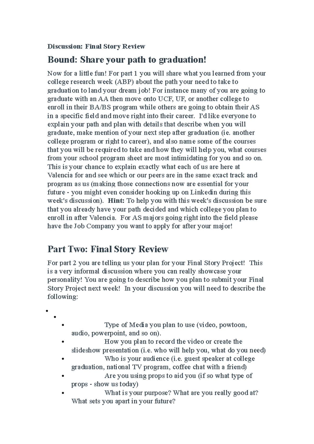 Discussion Final Story Review - Discussion: Final Story Review Bound ...