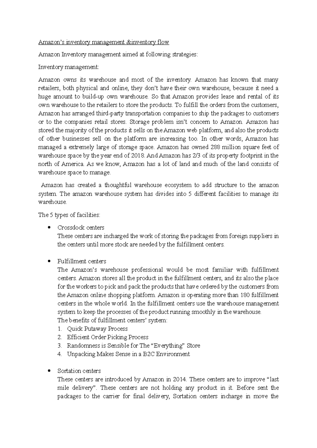 Amazon assignment - Amazon’s inventory management &inventory flow ...