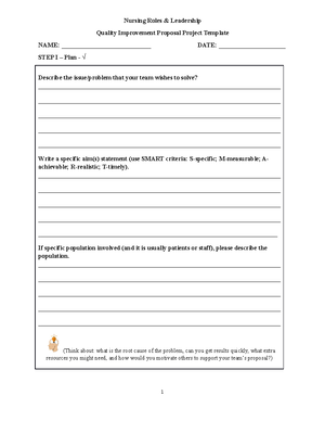 QI Proposal Project - Quality Improvement Proposal Project Template ...