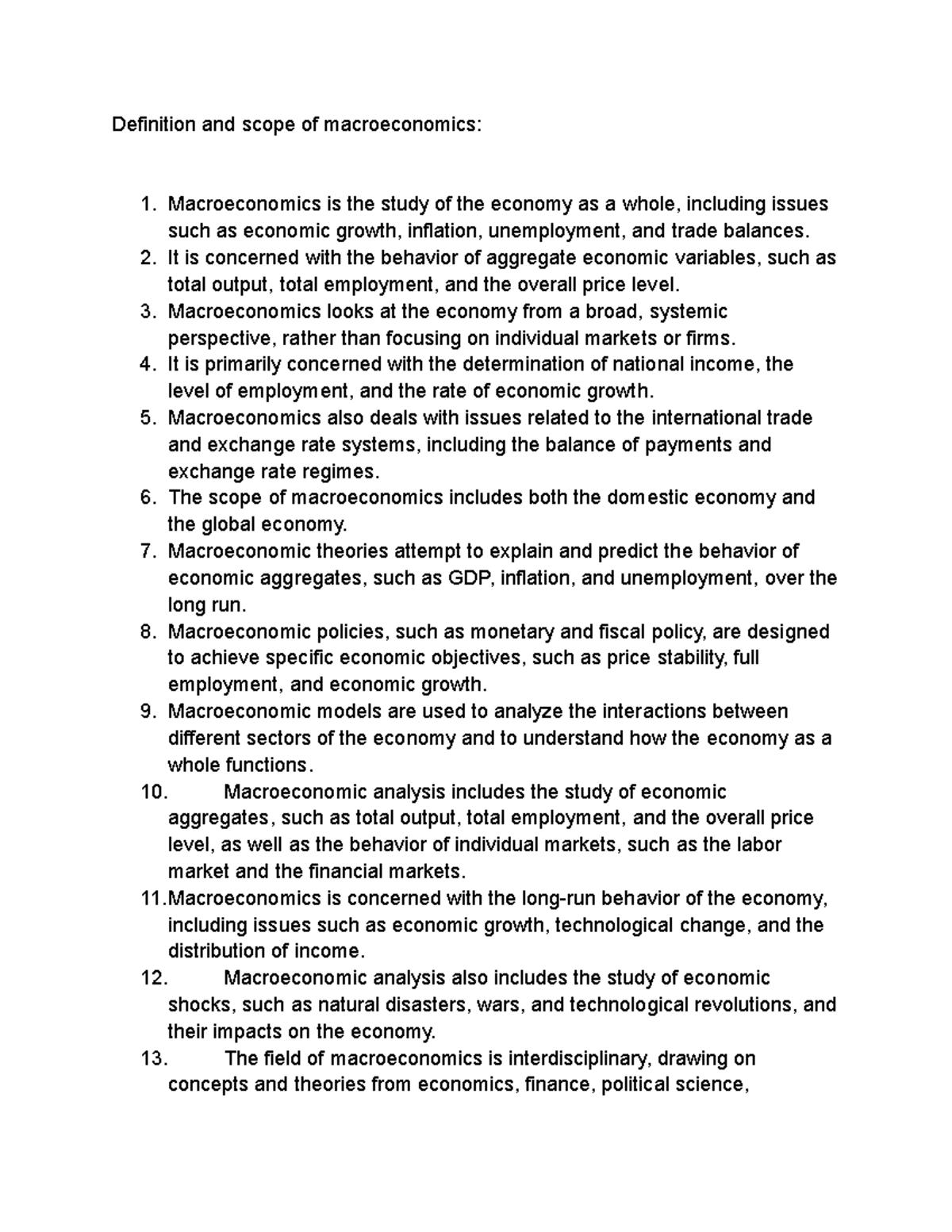 Definition and scope of macroeconomics - Definition and scope of ...