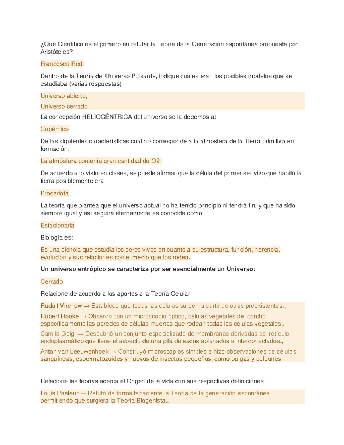 Biologia unido 1 - cuestionario - ¿Qué Científico es el primero en ...