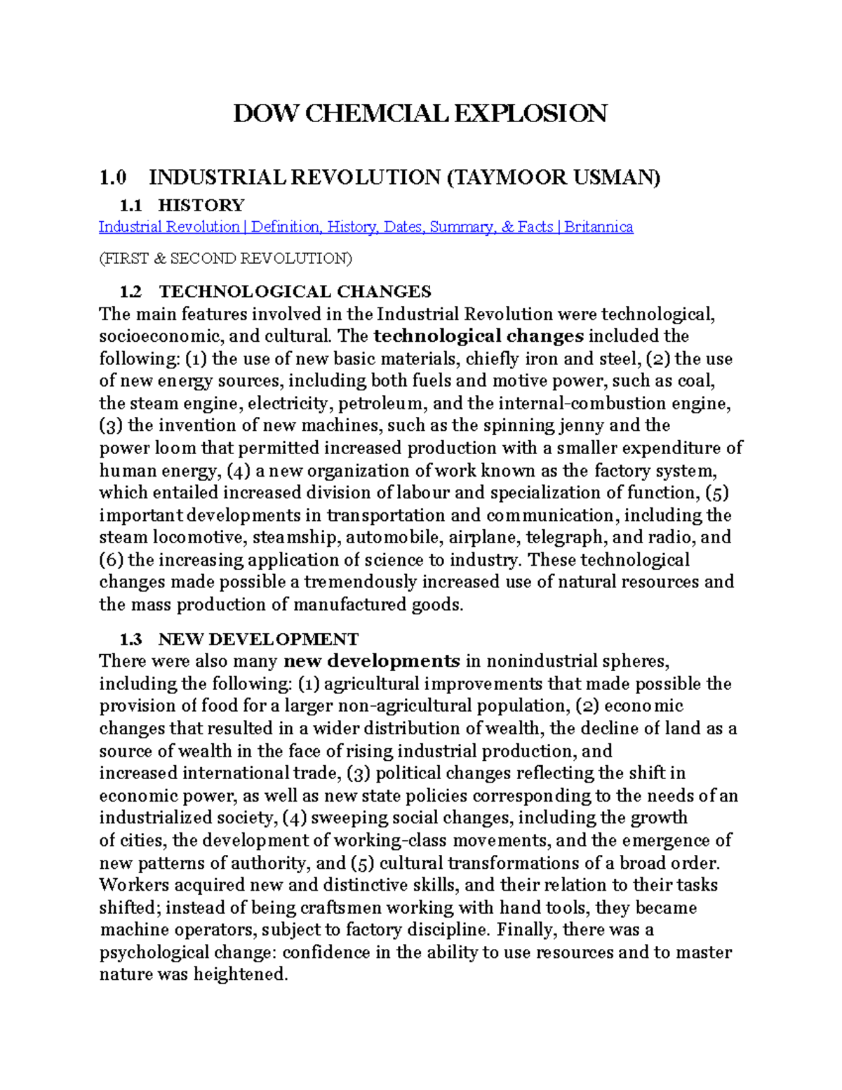 DOW Chemical Explosion - DOW CHEMCIAL EXPLOSION 1 INDUSTRIAL REVOLUTION ...