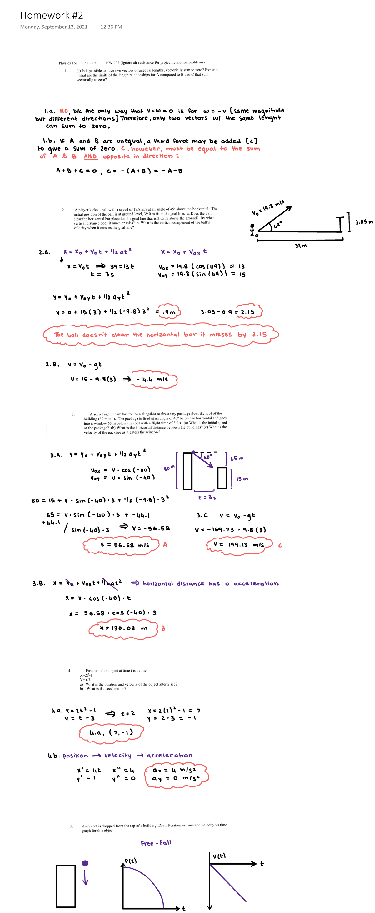 Homework 2 (PHYS 161) - PH 161 - Homework #2 Monday, September 13, 2021 12:36 PM - Studocu
