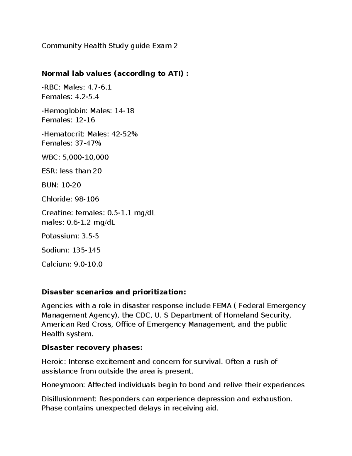 Community Health Nursing Exam Review - Community Health Study guide ...